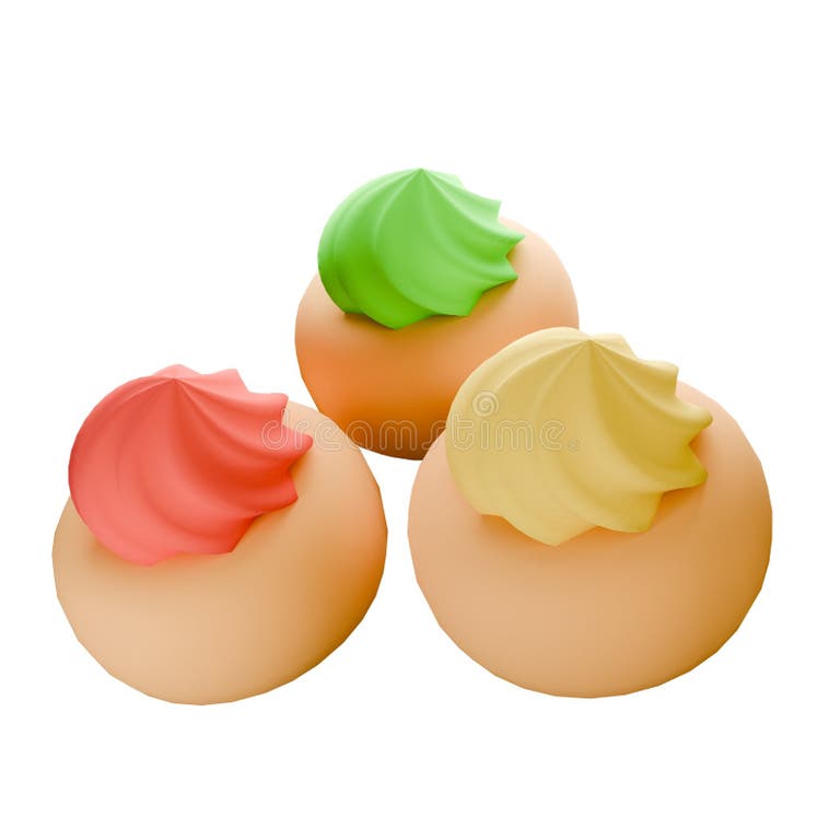 3D Illustration of Five Gem Biscuits Arranged in Circular Pattern Stock ...