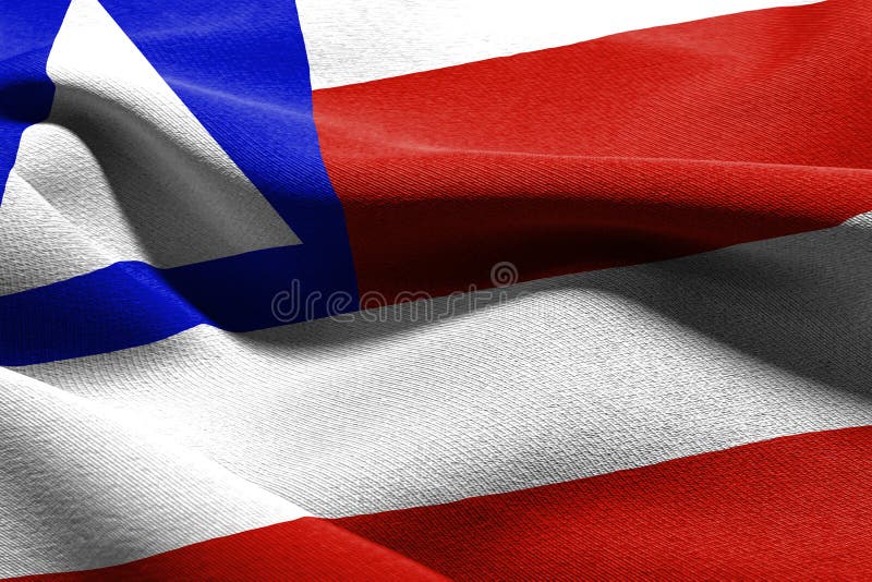 3D Illustration Flag of Bahia is a State of Brazil. Waving on Th Stock ...