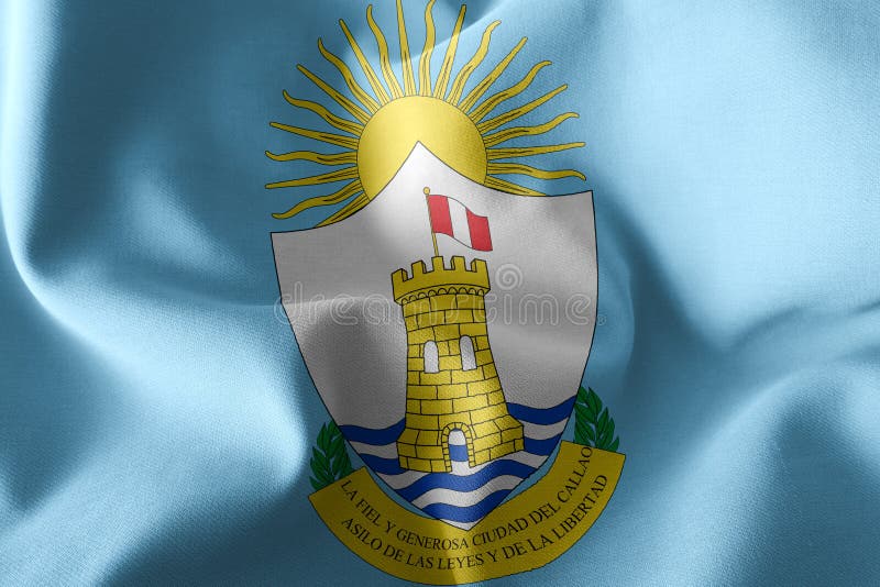 3D Illustration Flag of Callao is a Region of Peru. Waving on Th Stock ...