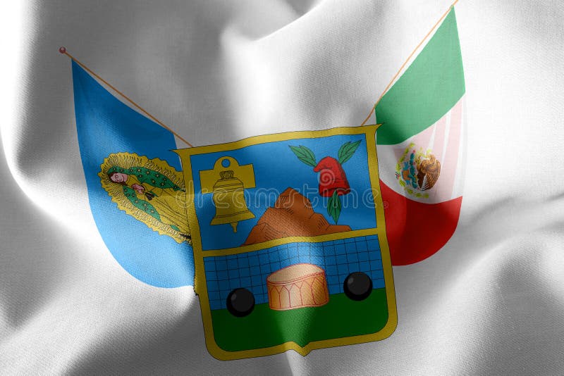 3D Illustration Flag of Hidalgo is a Region of Mexico Stock ...