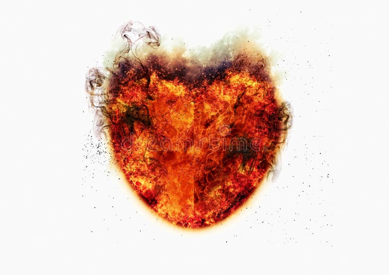 3d Illustration of Flames Burning in Heart Shape Stock Illustration ...