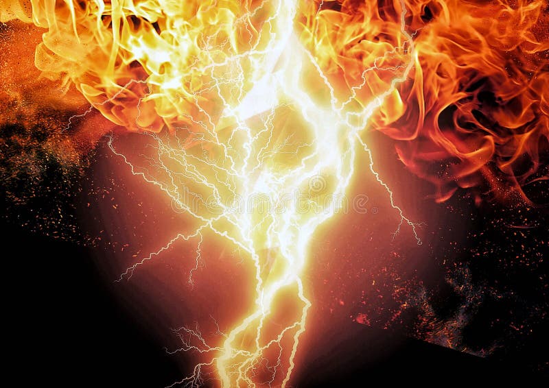 3d Illustration of Flames and Lightning Stock Illustration ...