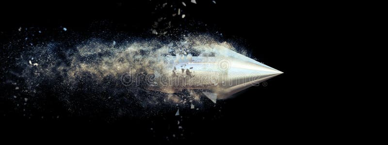 3D Illustration of a Flaming Rocket Missile Fired Stock Illustration ...