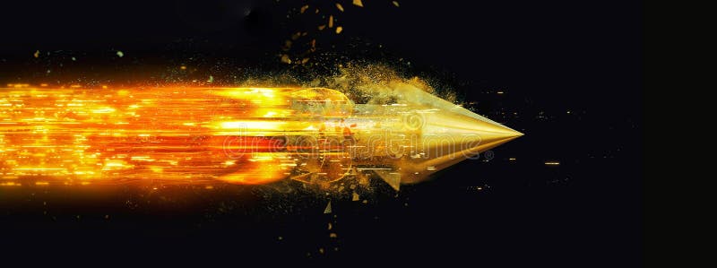 3D Illustration of a Flaming Rocket Missile Fired Stock Illustration ...