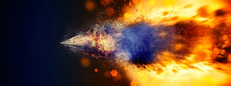 3D Illustration of a Flaming Rocket Missile Fired Stock Illustration ...