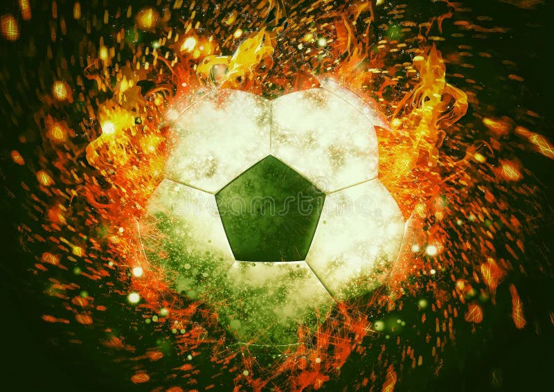 3d Illustration of a Soccer Ball in Flames Exploding and Burning Stock ...