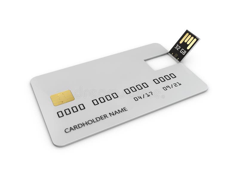 3d Illustration of Flash Drive. Credit Card. Stock Illustration ...