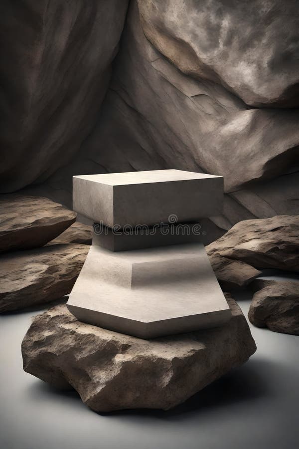 "a 3D Illustration of a Flat, Small Stone Podium Gracefully Positioned ...
