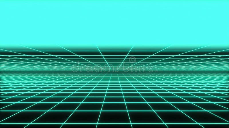 Flight Over the Grid Sci-Fi Stock Illustration - Illustration of light ...