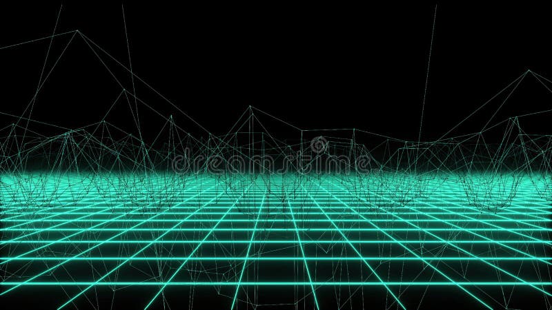 Flight Over the Grid Sci-Fi Stock Illustration - Illustration of ...