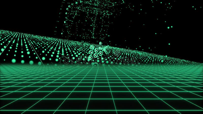 Flight Over the Grid Sci-Fi Stock Illustration - Illustration of ...