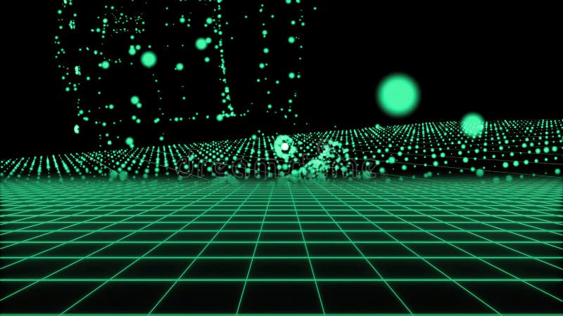 Flight Over the Grid Sci-Fi Stock Illustration - Illustration of modern ...