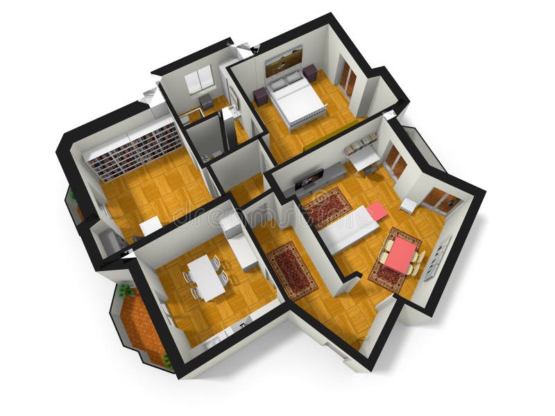 3D Illustration Floor Plan. Floor Plan. Color Floor Plans 3d Stock ...