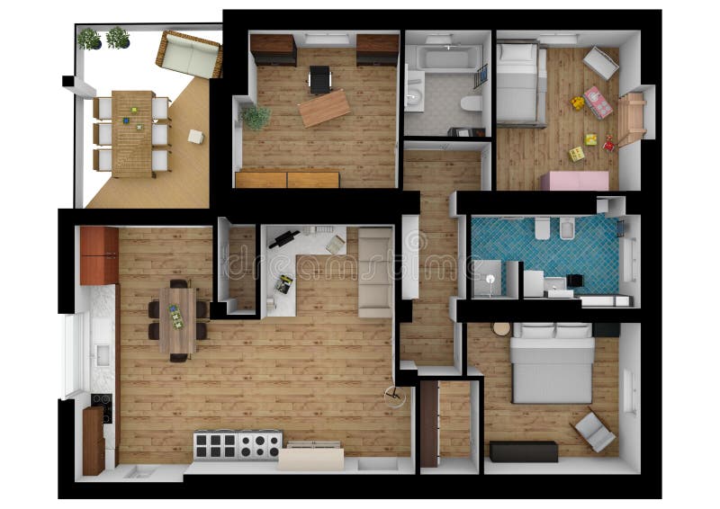 3D Illustration Floor Plan. 3d Floor Plans Stock Illustration ...