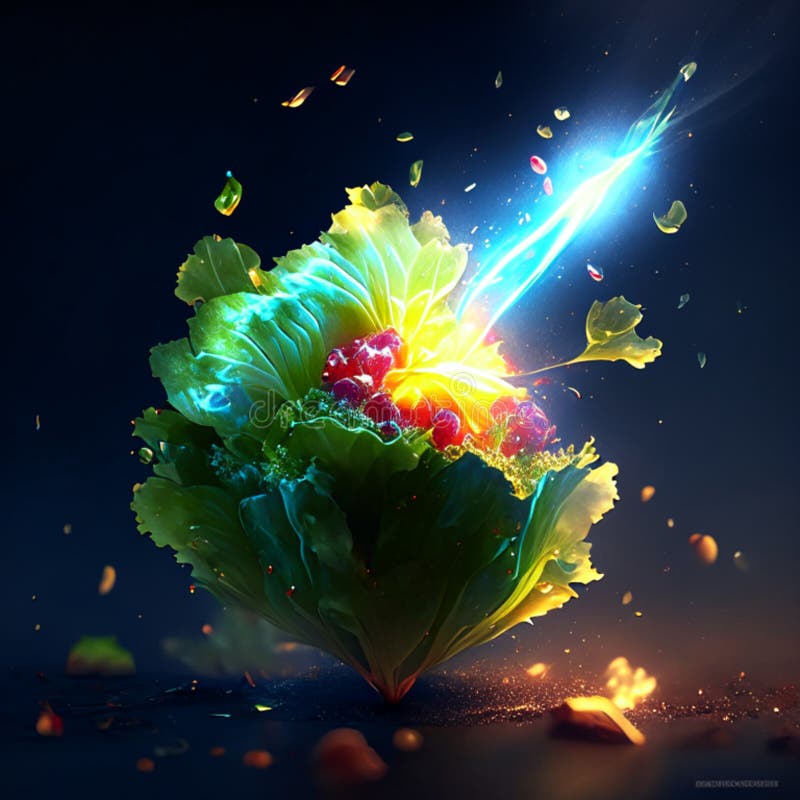 3d Illustration of a Flower with Rays of Light. 3d Rendering Generative ...