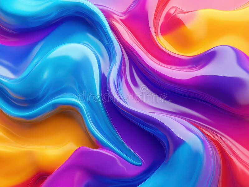 3d Illustration of Flowing Vibrant Swirls of Paint Art Stock ...