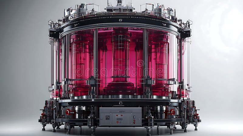 3D Illustration of Fluidized Bed Reactor with Vibrant Red Liquid ...
