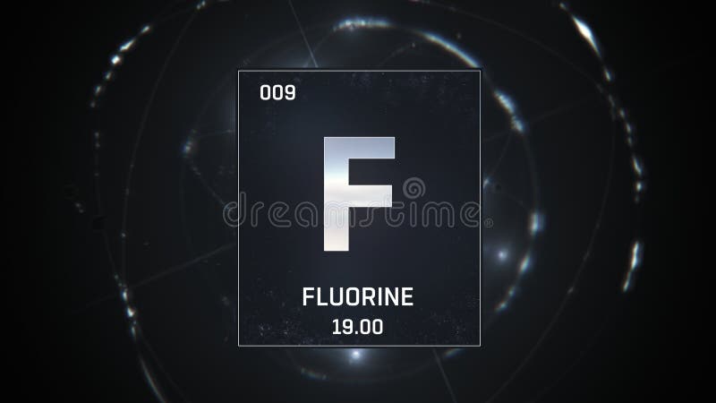 Fluorine As Element 9 of the Periodic Table 3D Animation on Silver ...