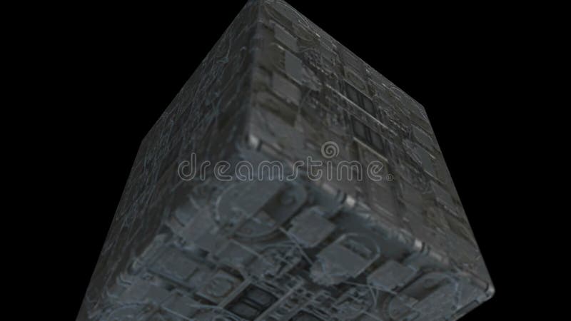 Flying Cube with Sci-fi Texture with Alpha Channel Stock Illustration ...