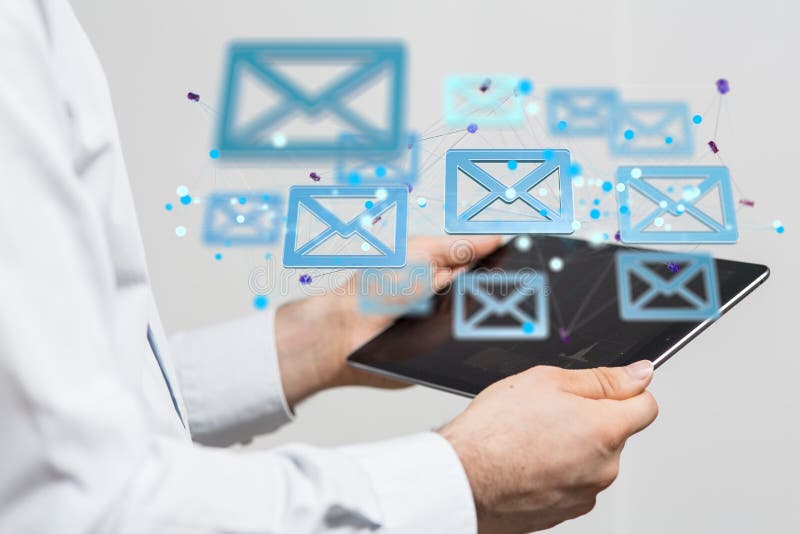 3d Illustration of Flying Email Icons Stock Illustration - Illustration ...