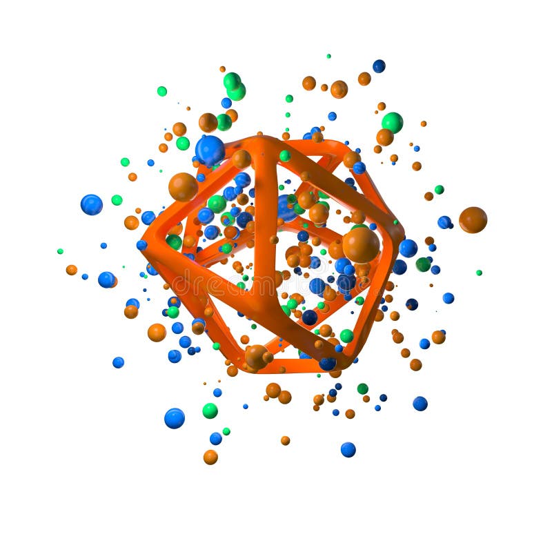 3d Illustration of Flying Realistic Primitives. Spherical Shapes in ...