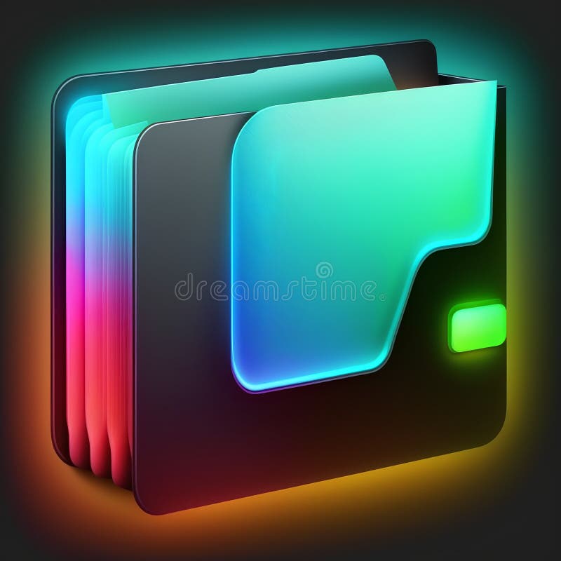 3d Illustration of Folder Icon Over Black Background with Colorful ...