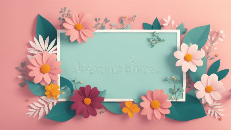 3d Illustration of a Frame Flowers with Space for Your Text . Stock ...