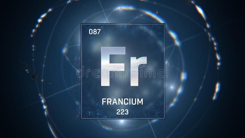 Francium As Element 87 of the Periodic Table 3D Illustration on Blue ...