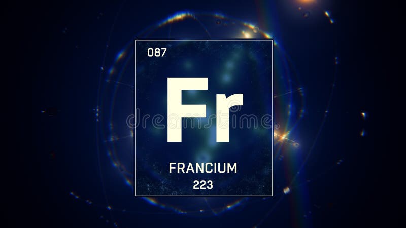 Francium As Element 87 of the Periodic Table 3D Illustration on Blue ...