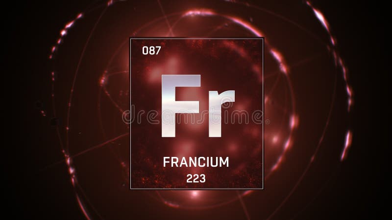 Francium As Element 87 of the Periodic Table 3D Illustration on Red ...