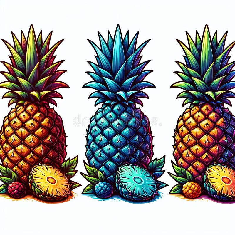 3D Illustration of Fresh Pineapple with Vibrant Colors. Stock ...