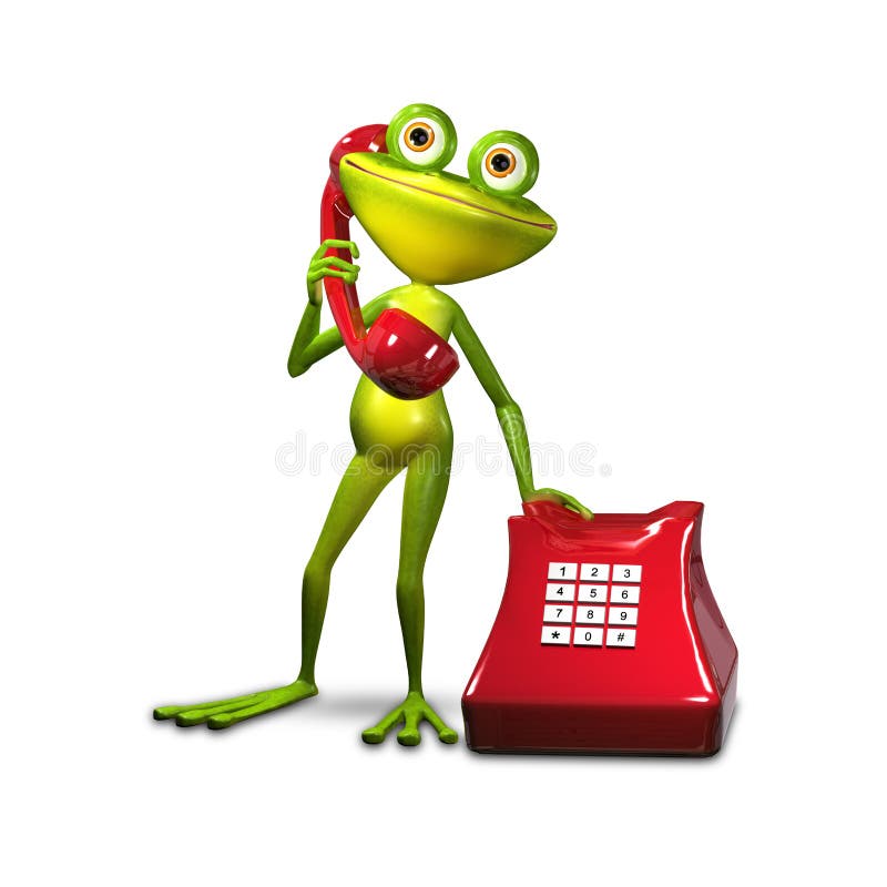 Frog with a mobile phone stock illustration. Illustration of ecology ...