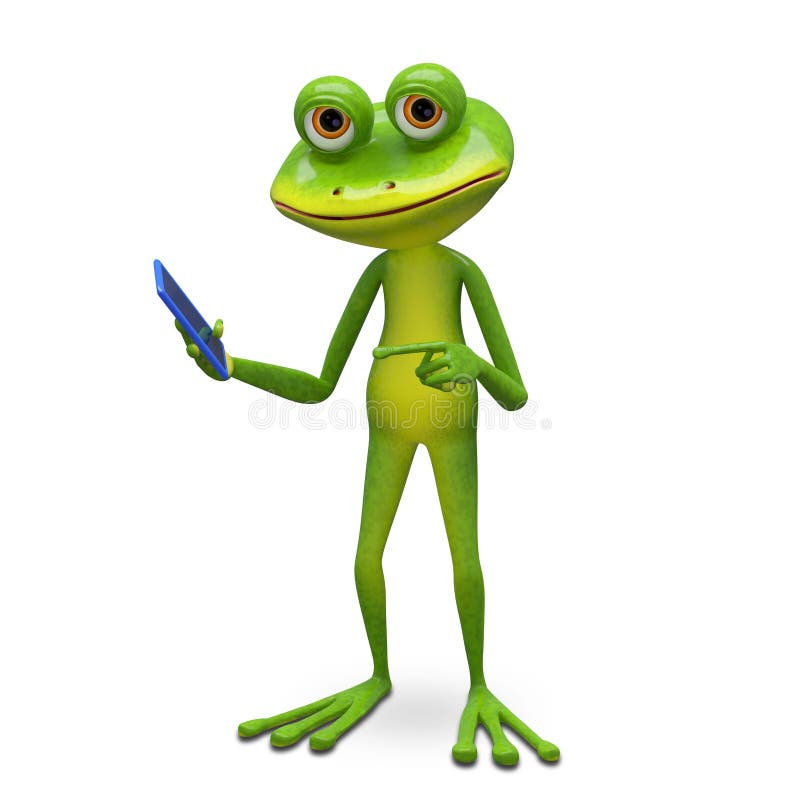 Frog with a smartphone stock illustration. Illustration of mobile ...