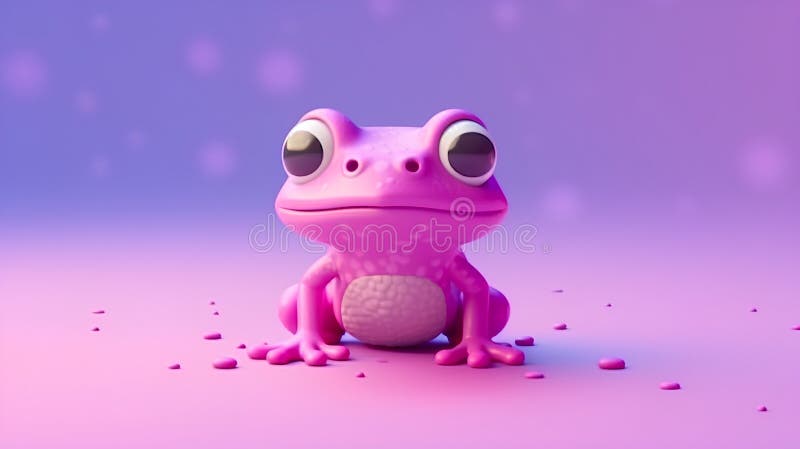 3d Illustration of a Funny and Funny Pink Frog. Stock Illustration ...