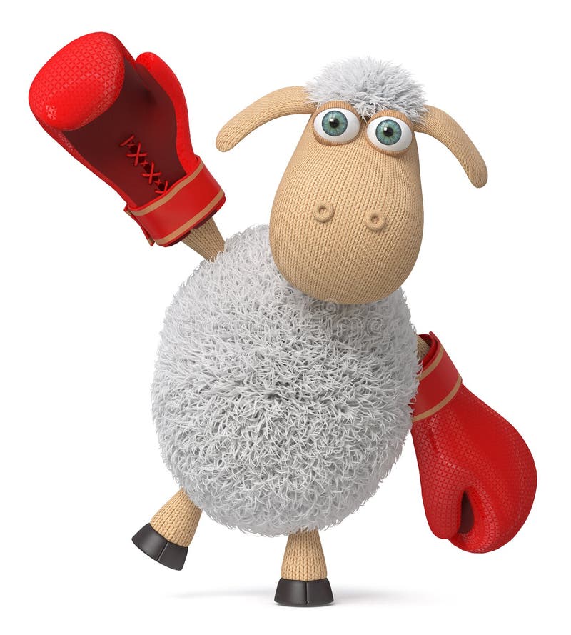 3d Illustration Funny Sheep Stock Illustration - Illustration of wood ...