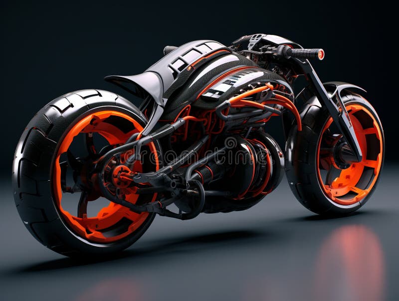 3D Illustration of a Future Motorcycle Equipped with the Latest ...