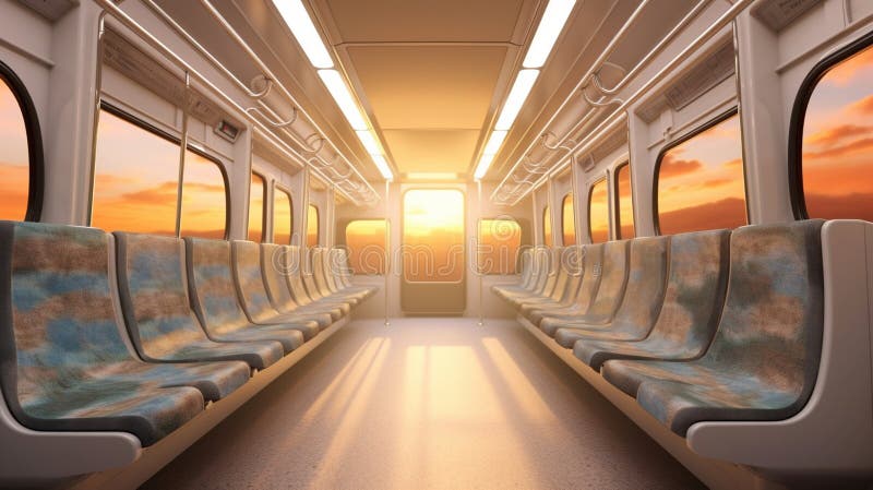 3D Illustration of a Futuristic Interior of a Train with Clipping Path ...