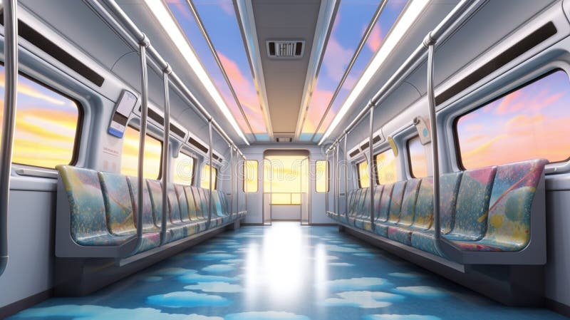 3D Illustration of a Futuristic Interior of a Train with Clipping Path ...