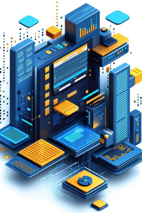 3D Illustration of Futuristic Web Development and Coding Concepts with ...