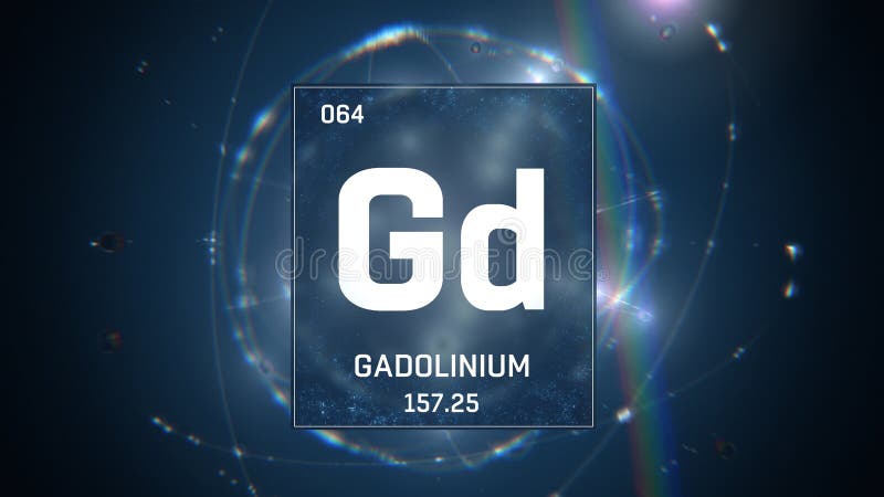 Gadolinium As Element 64 of the Periodic Table 3D Illustration on Blue ...