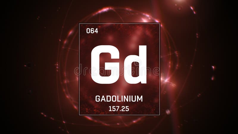 Gadolinium As Element 64 of the Periodic Table 3D Illustration on Blue ...