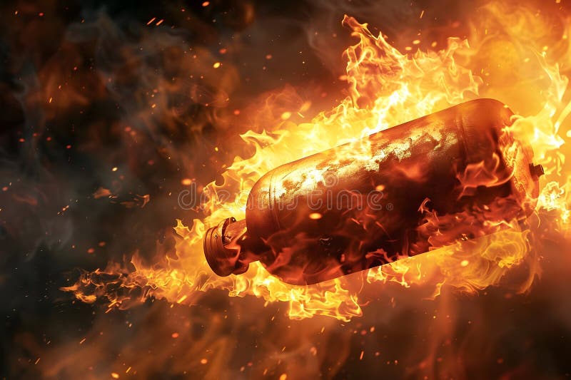Gas Tank or Bottle Explosive Flames and Fire Stock Illustration - Illustration of industrial ...