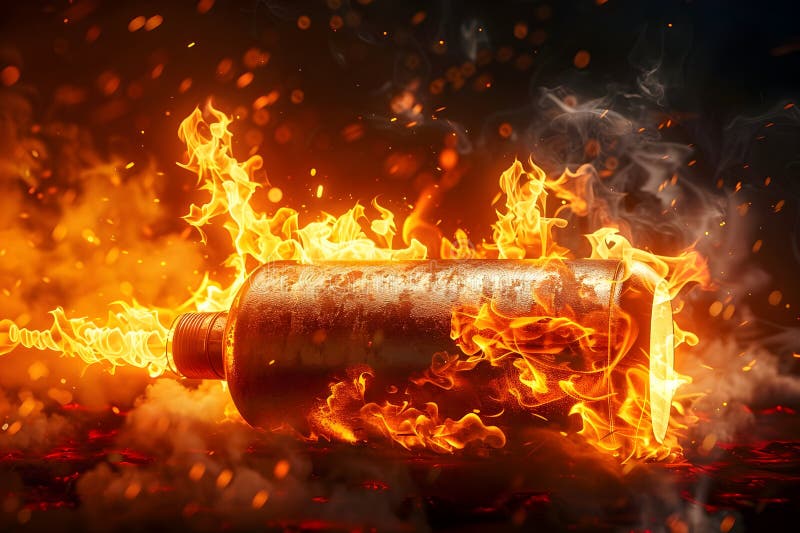Gas Tank or Bottle Explosive Flames and Fire Stock Illustration - Illustration of leak ...