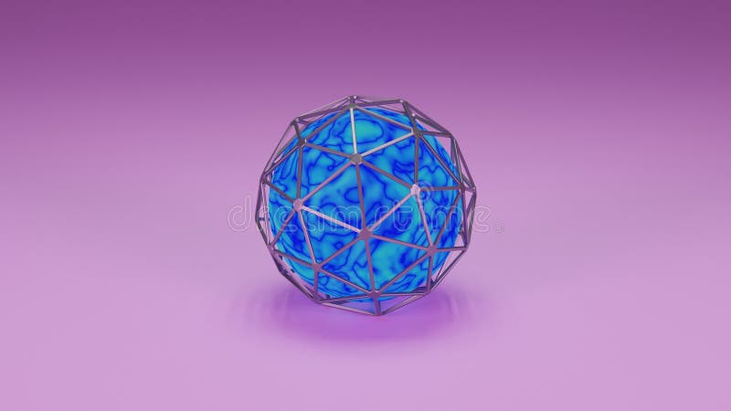 3d Illustration of a Gem Type Sphere Locked in a Envelope. Blue Light ...