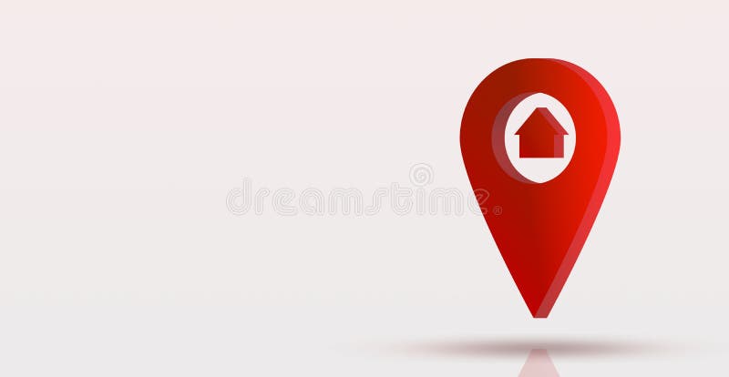 3D Illustration of Geolocation Tag with House Against Light Background ...