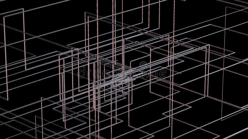 3D Illustration of Geometric Connection Structure on Black Background ...