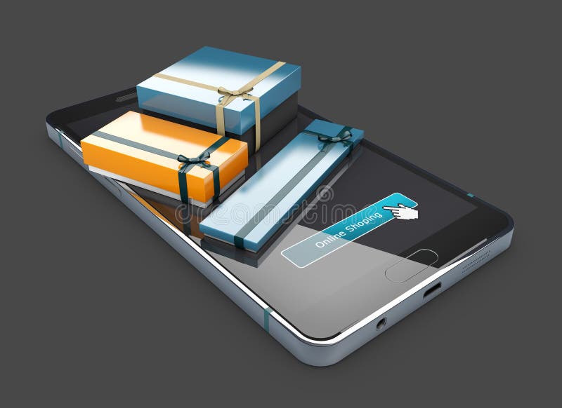 3d Illustration of Gift Colored Boxes with Ribbon Bows on Phone Screen ...