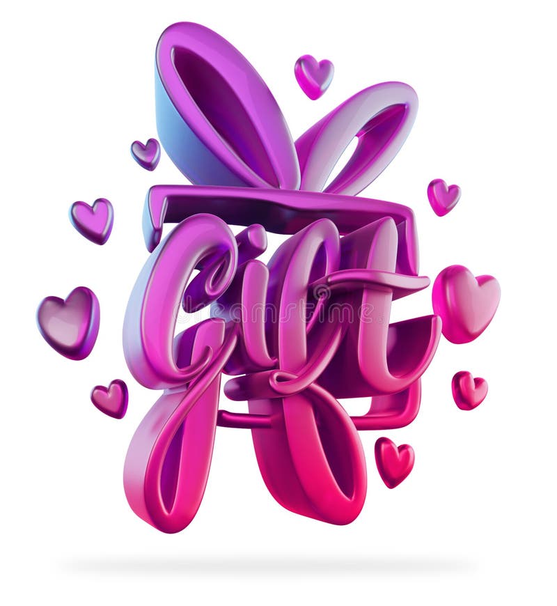 3D Illustration Gift Text Lettering in 3d Stock Illustration ...