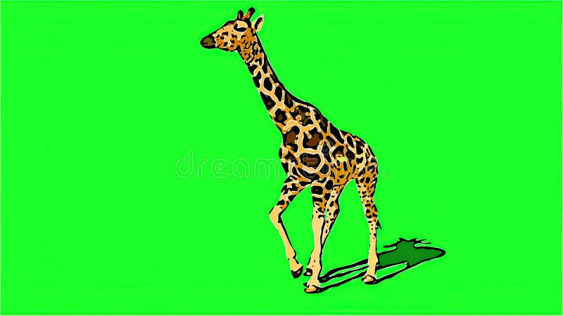 Giraffe Walking on Green Screen Stock Illustration - Illustration of ...