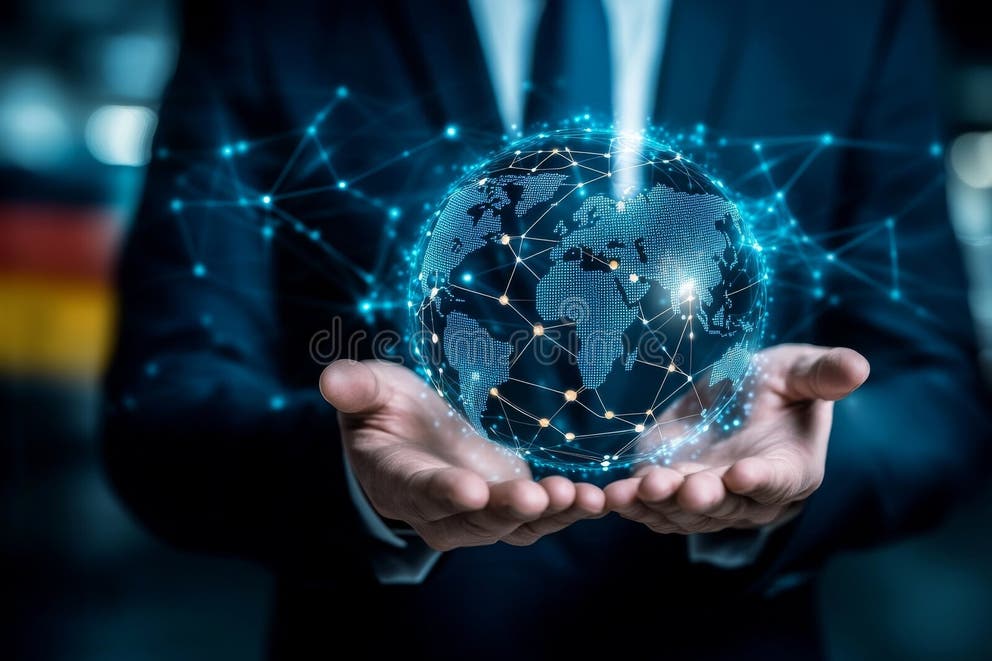 A 3D Illustration of a Global Network Map of Germany, Featuring ...